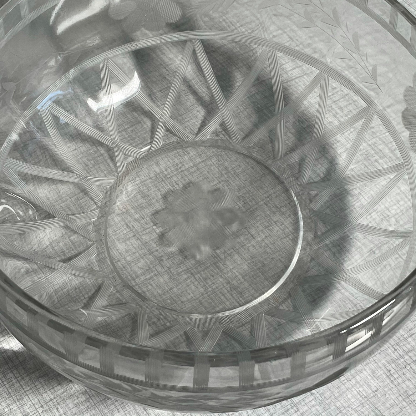 Etched Glass Bowl